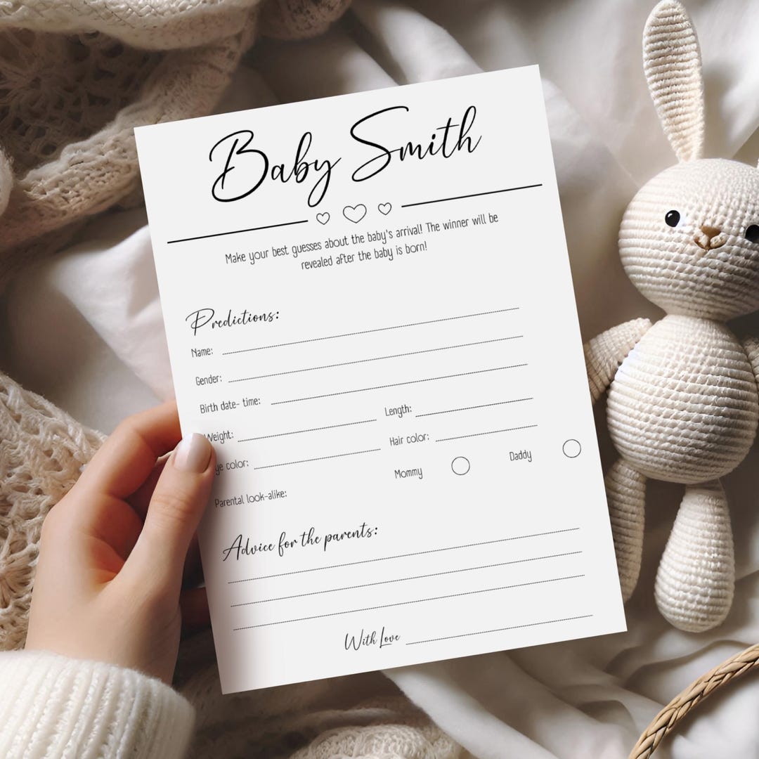 Guess Baby Stats Game: Editable Baby Shower Prediction (digital ...