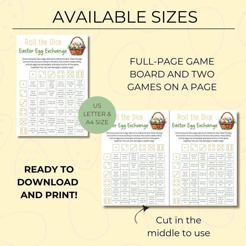 Easter Egg Exchange Dice Game, Printable Easter Activity for Kids, Fun ...