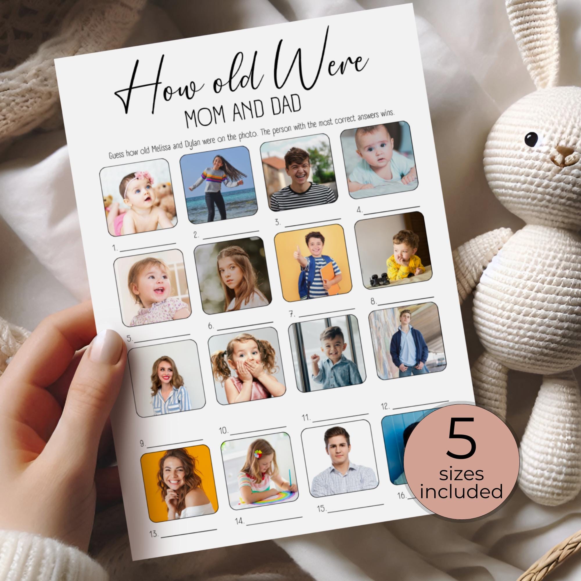Baby Picture Guessing Game Printable, Editable How Old Were They ...
