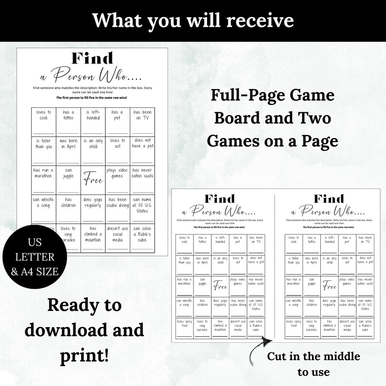 Find Someone Who Icebreaker Bingo Printable Mix and Mingle Questions ...