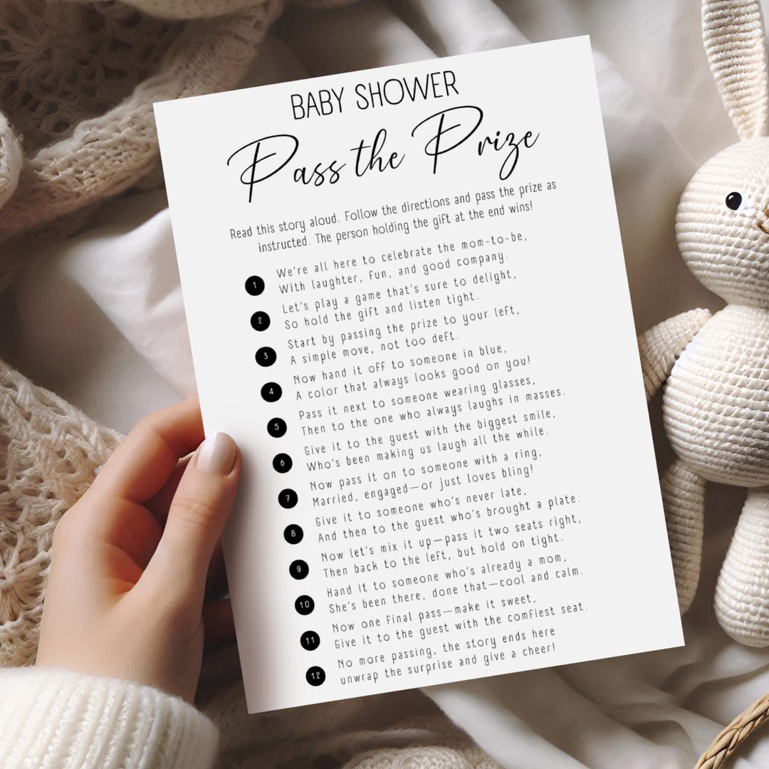 Pass the Prize Poem Game, Printable Baby Shower Activity, Fun Gift ...