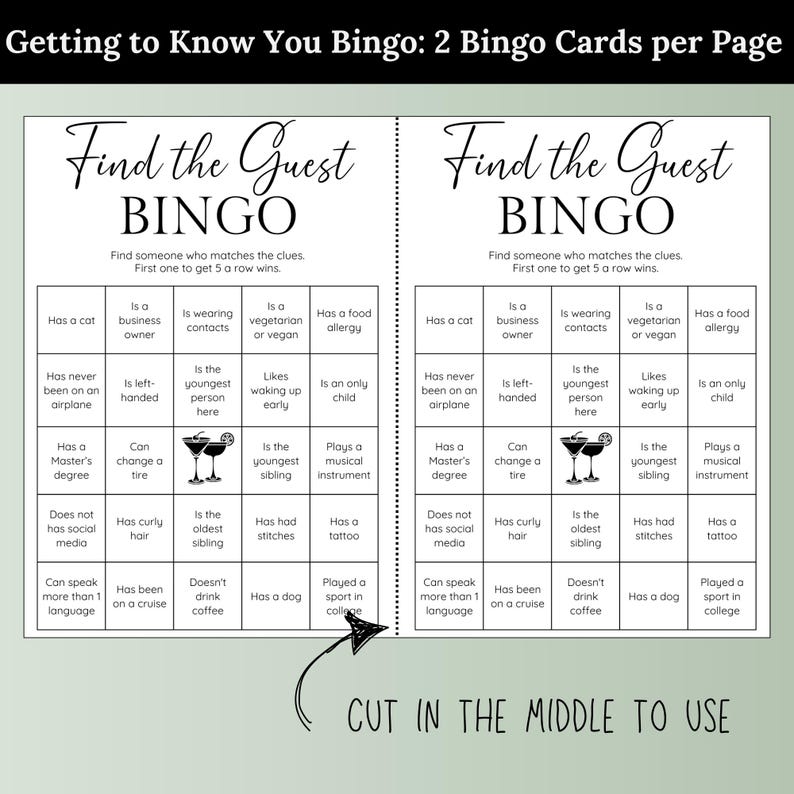 Getting to Know You Bingo - Printable Ice Breaker Game, Mix and Mingle ...