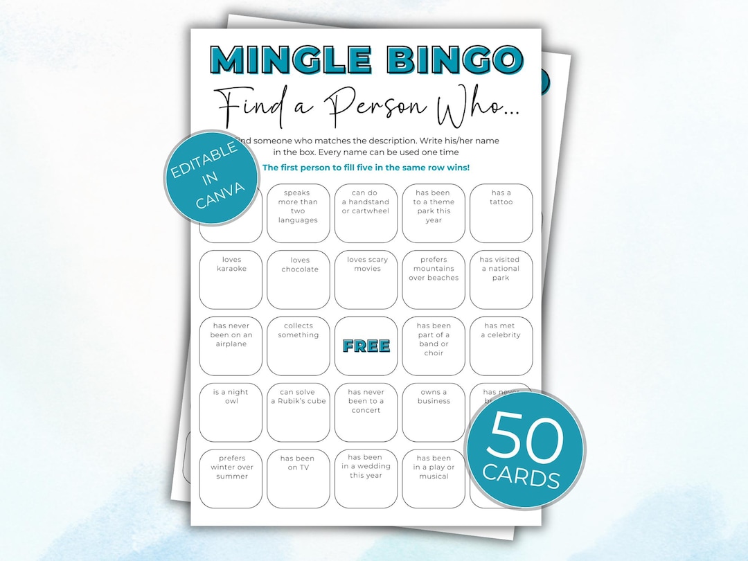 Mix and Mingle Bingo, Get to Know You Questions, Find Someone Who, Ice ...