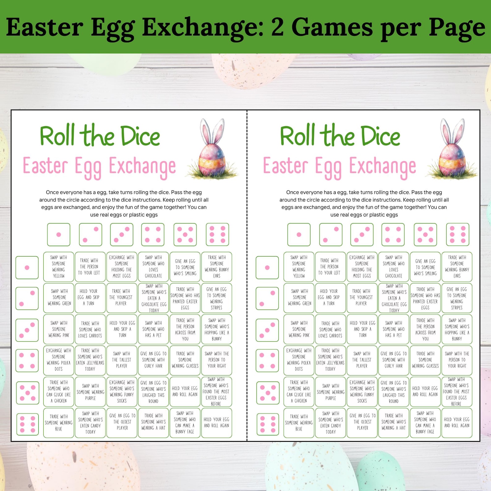 Easter Egg Exchange Dice Game, Printable Easter Game for Family Fun ...