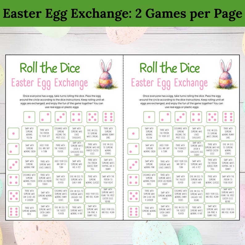 Easter Egg Exchange Dice Game, Printable Easter Game for Family Fun ...