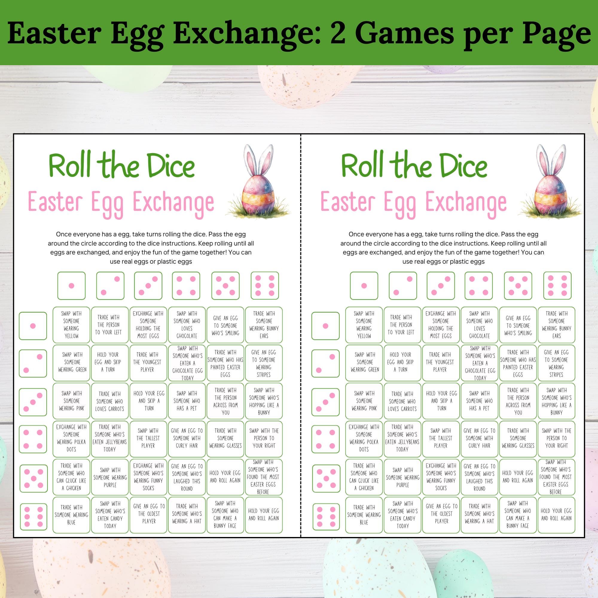 Easter Egg Exchange Dice Game, Printable Easter Game for Family Fun ...
