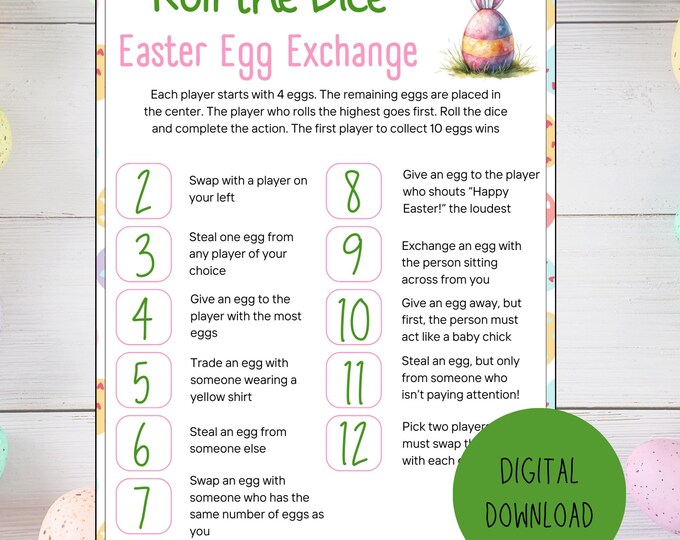 Easter Egg Exchange Dice Game, Printable Easter Game for Family Fun ...