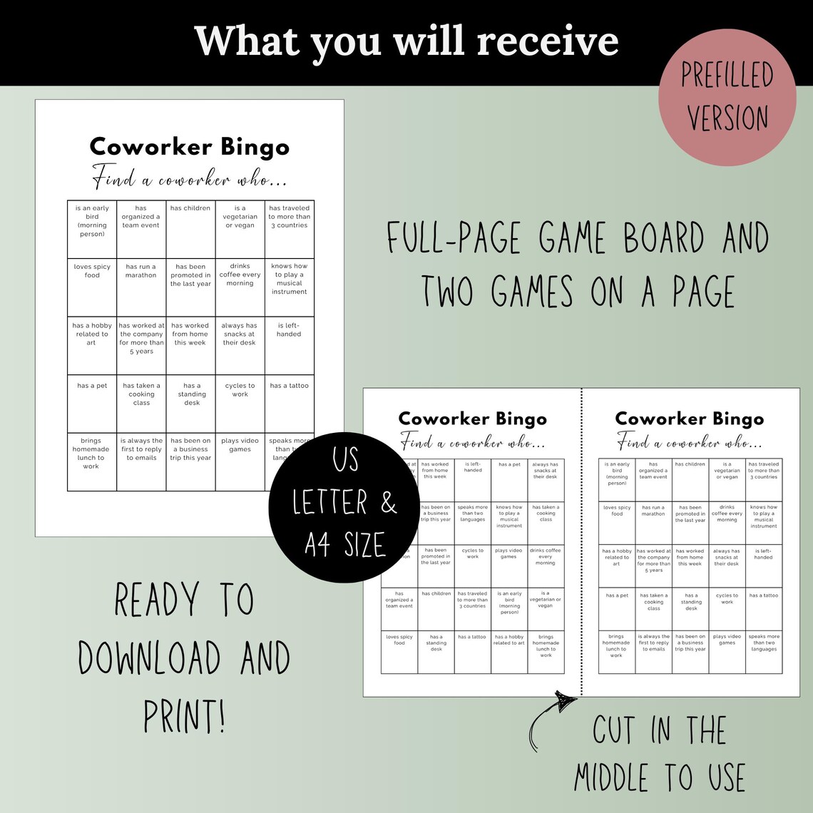 Coworker Bingo Printable, Team Building Game, Fun Office Activity ...