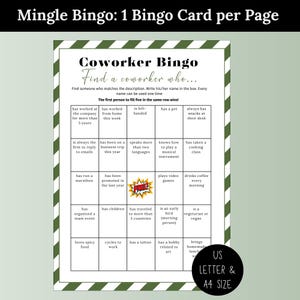 Coworker Bingo Printable – Ice Breaker, Get to Know You, Find Someone ...