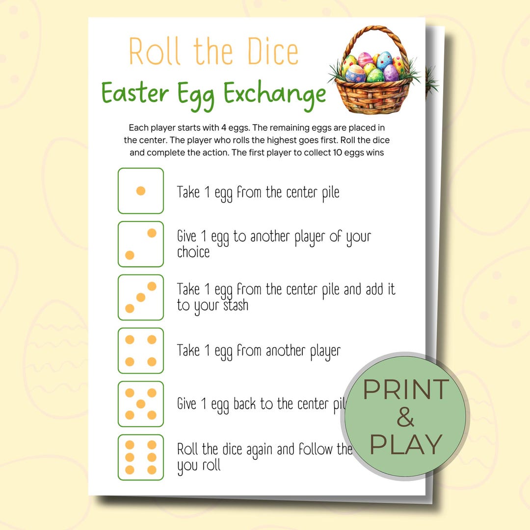Easter Egg Exchange Game, Printable & Editable Dice Activity, Classroom ...