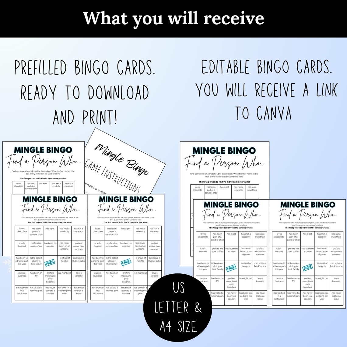 Editable Mix and Mingle Bingo - Printable Ice Breaker Game With Get to ...