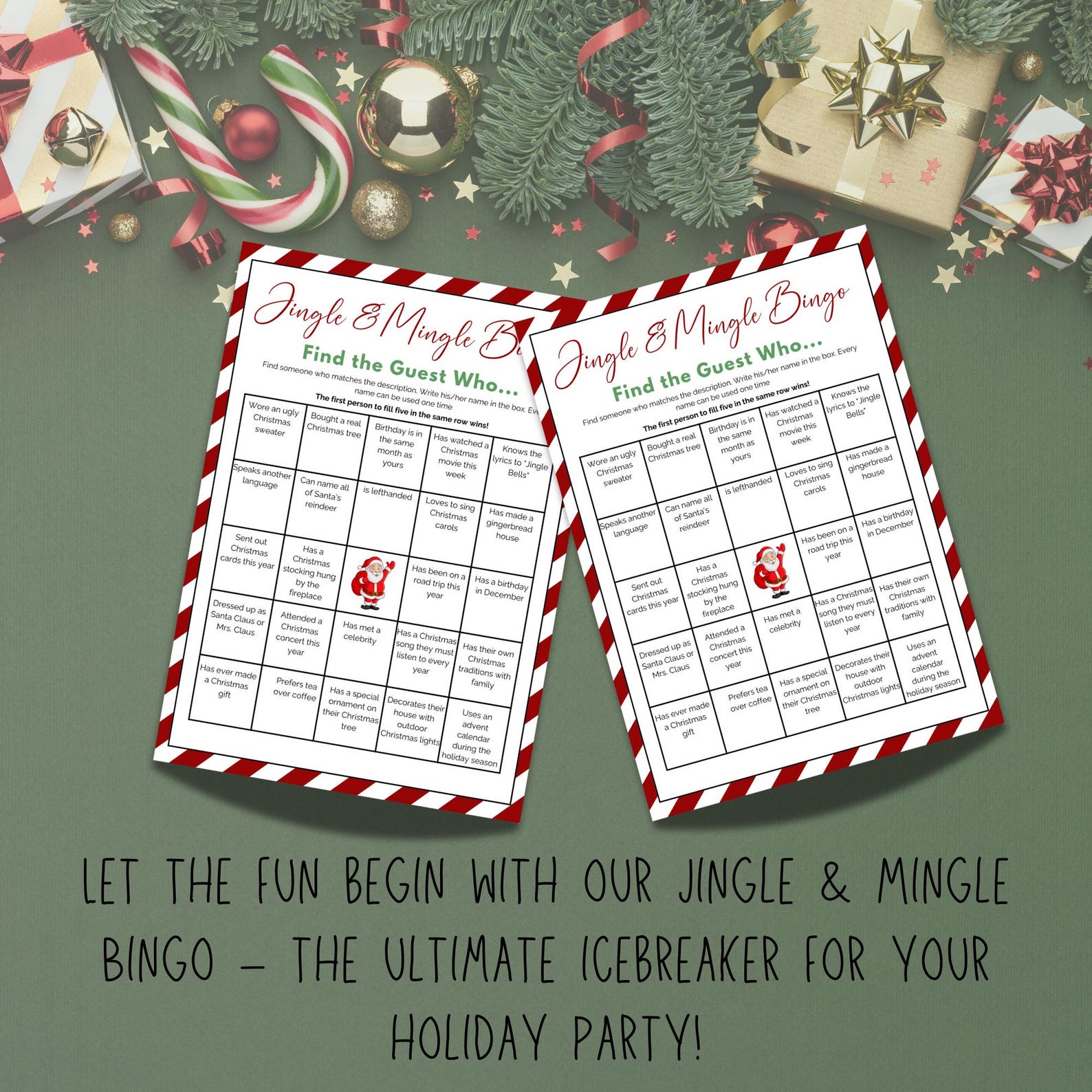 Editable Christmas Jingle and Mingle Bingo, Printable Mix & Mingle Game ...