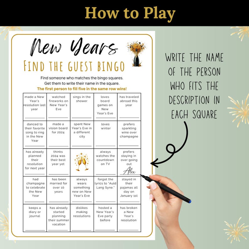 Find the Guest New Years Eve Bingo - Printable and Editable NYE ...