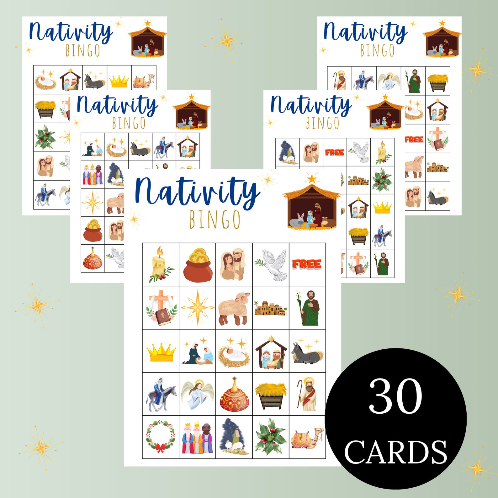Nativity Bingo Printable, Christian Christmas Game, Fun Bible Activity ...