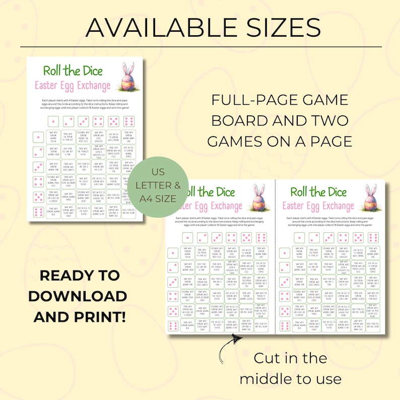Easter Egg Exchange Dice Game, Printable Easter Game for Family Fun ...