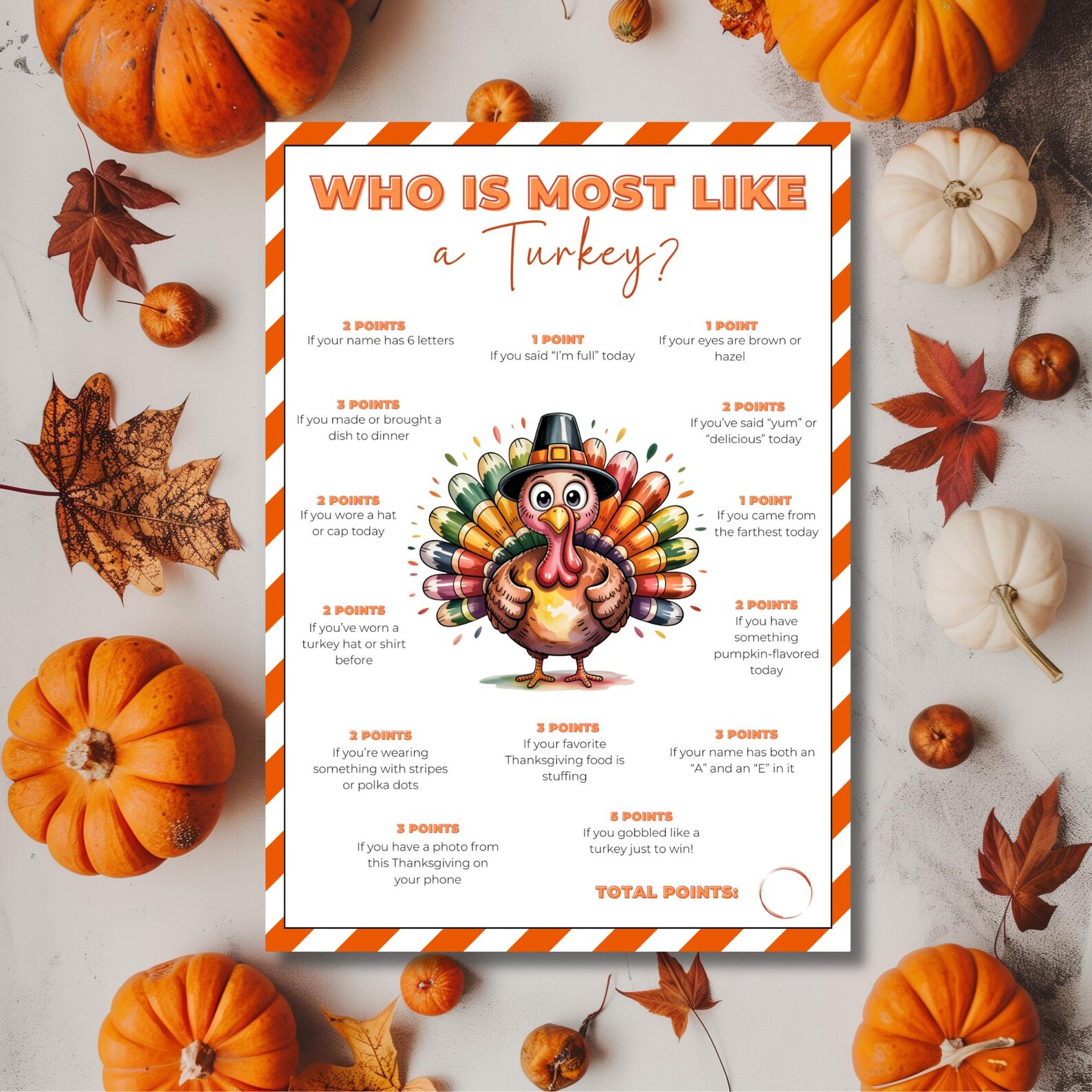 Who is Most Like a Turkey Game Printable & Editable Canva Template ...