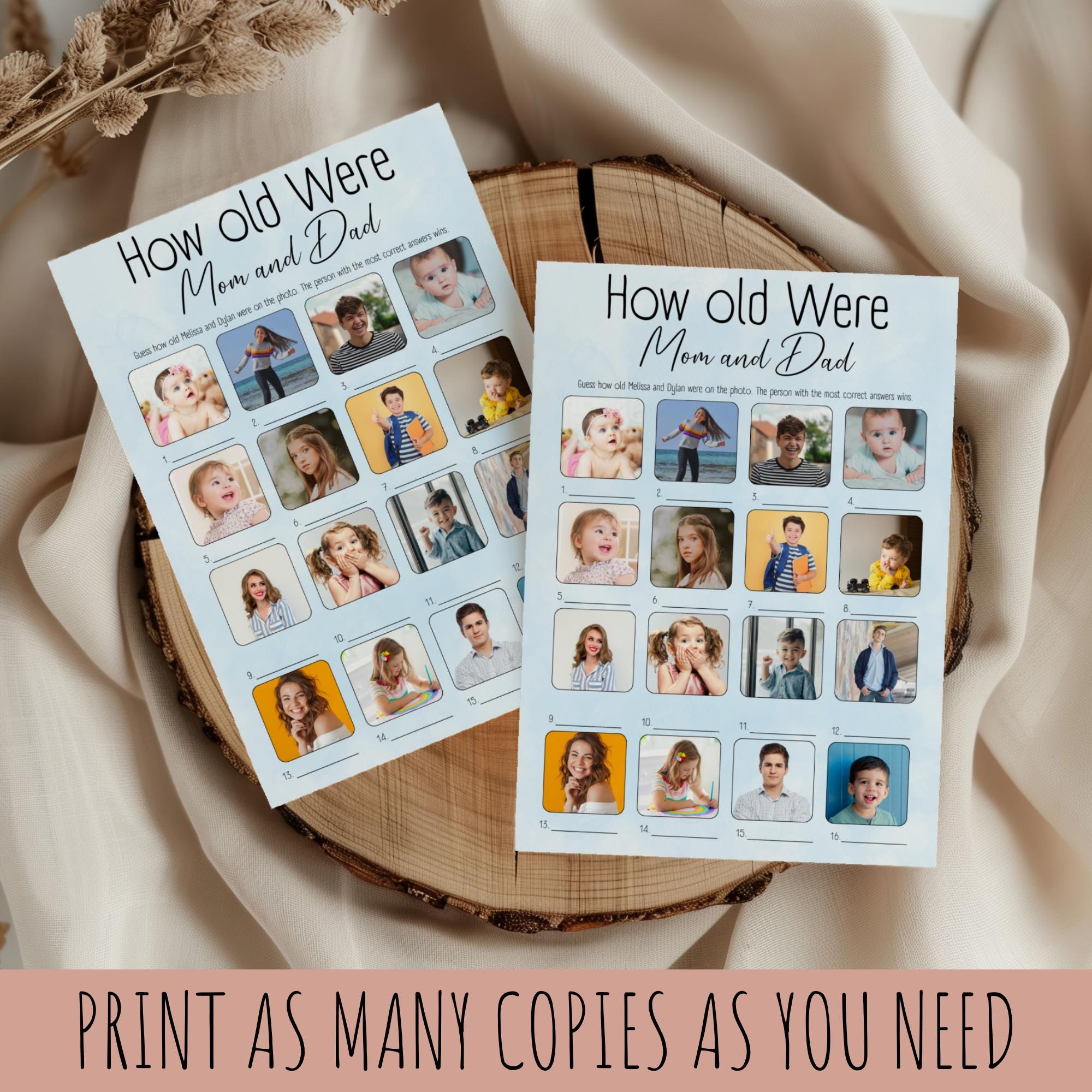 How Old Were Parents to Be Game, Fun Printable Age Guessing Game ...