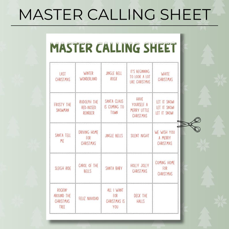 Christmas Carol Bingo Game Printable, 30 Unique Cards for Family Game ...