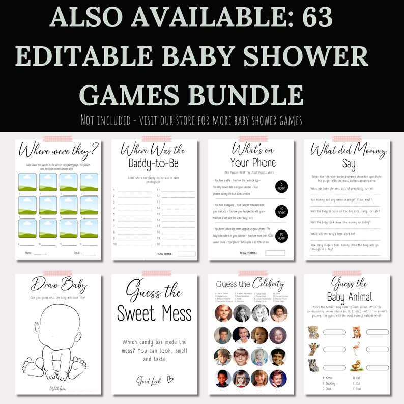 Who's That Baby Photo Game, Printable Guess Who Baby Shower Game, Editable Instant Download, Fun ...