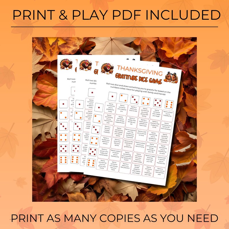 Thanksgiving Gratitude Dice, Printable Family Games, Fun Thanksgiving ...