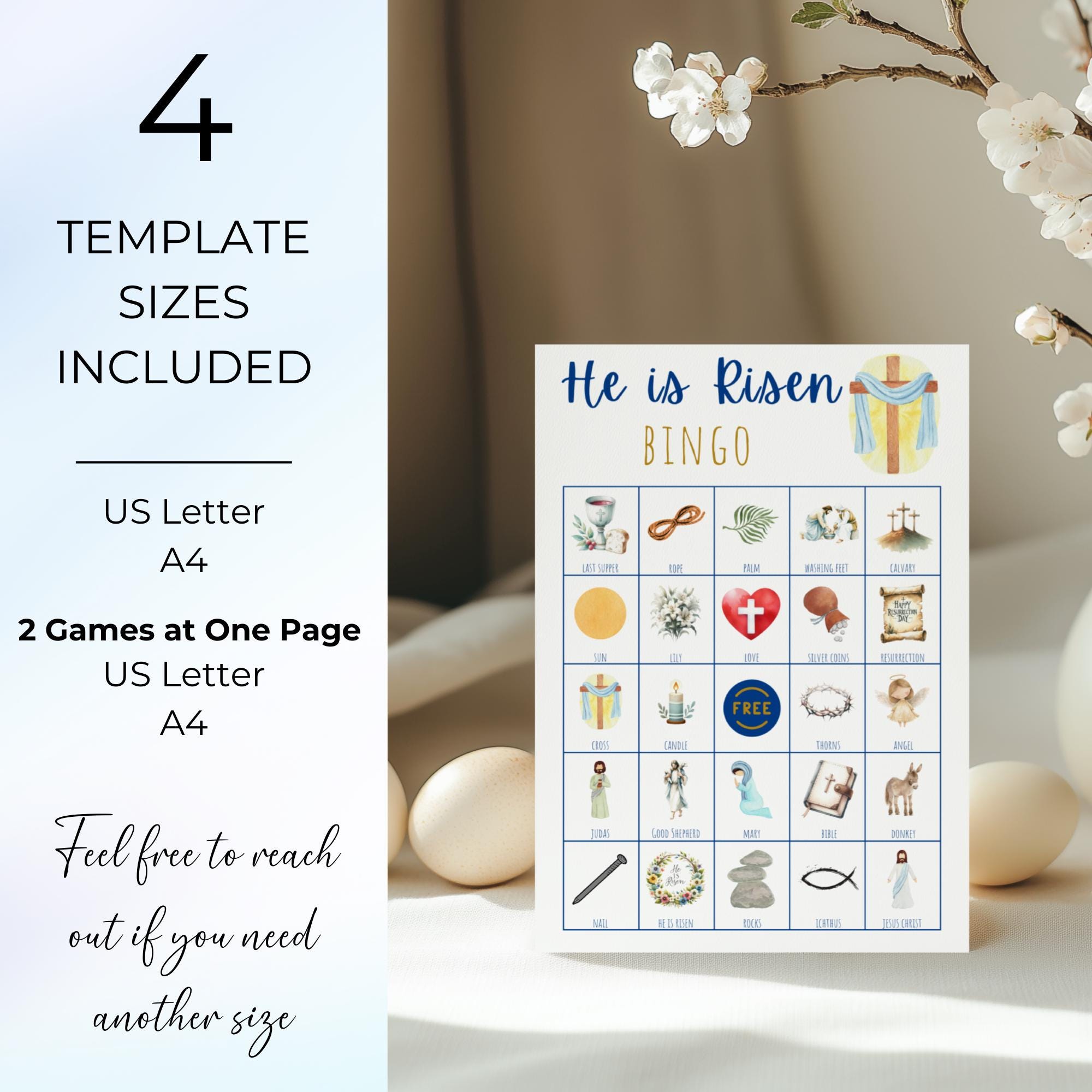 Resurrection Bingo Game, 30 Printable Easter Story Cards, Christian ...