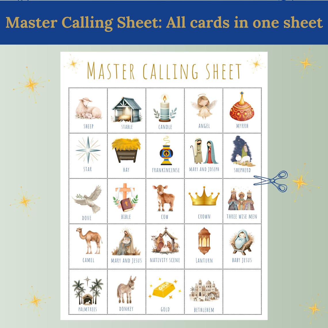 Nativity Bingo Game – 30 Printable Cards, Perfect for Church, Bible ...