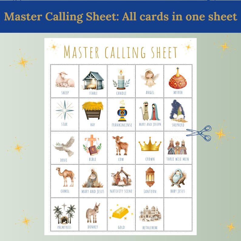 Nativity Bingo Game – 30 Printable Cards, Perfect for Church, Bible ...