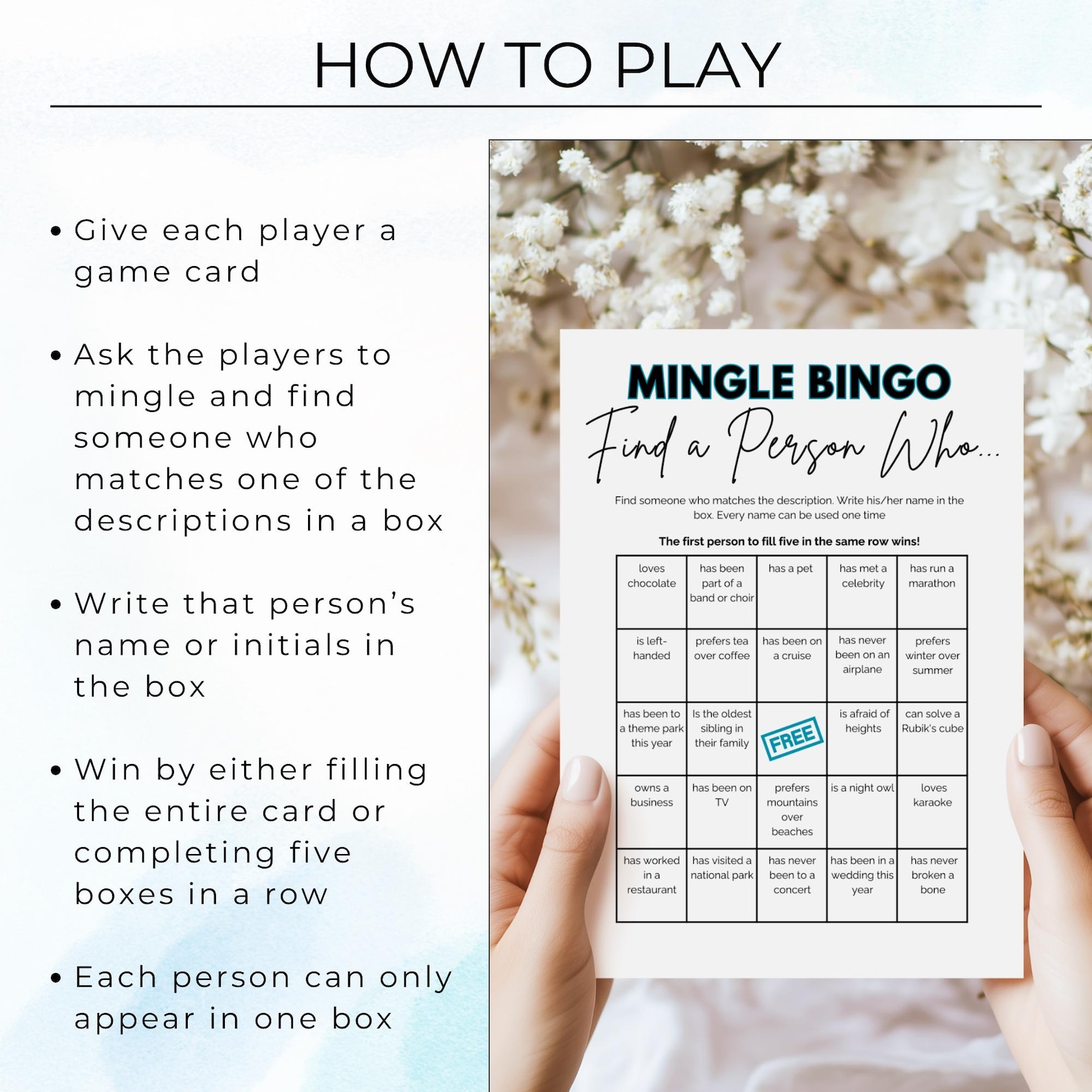 Editable Mix and Mingle Bingo - Printable Ice Breaker Game With Get to ...