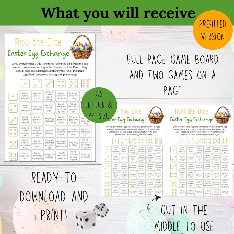 Easter Egg Exchange Dice Game, Printable and Editable Easter Activity ...