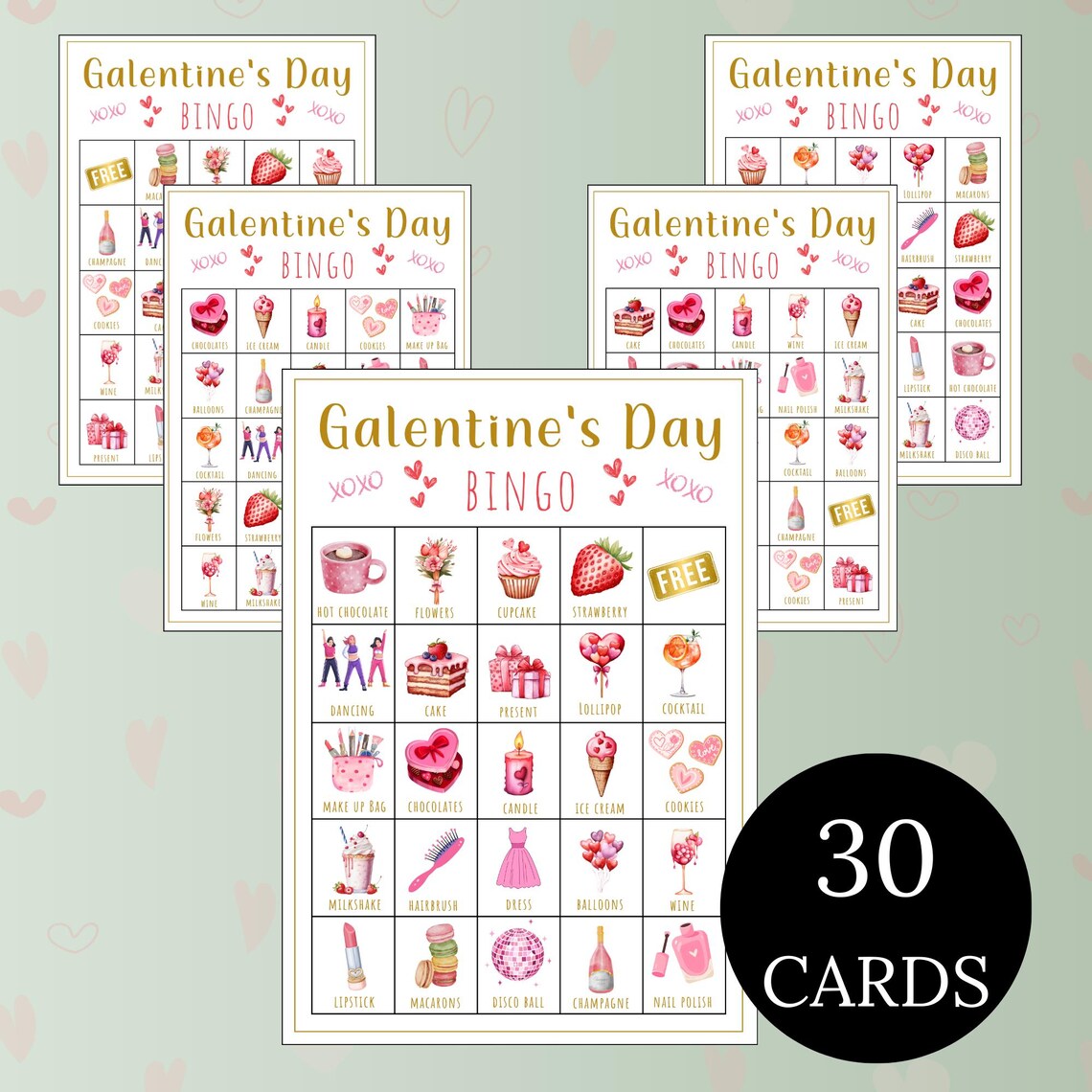 Galentines Day Bingo, Printable Galentines Game, 30 Unique Cards - Fun ...