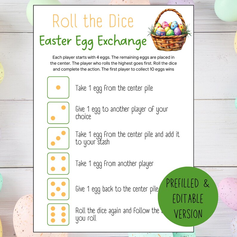 Easter Egg Exchange Game, Printable & Editable, Easter Party Games ...