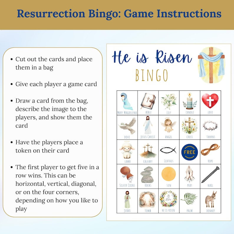 Resurrection Bingo, 30 Easter Bingo Cards, Religious Easter Story Bingo ...
