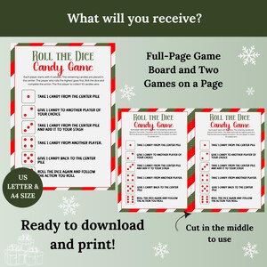 Christmas Dice Game, Fun Candy Dice Game, Printable Xmas Family Fun ...