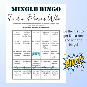 Mix and Mingle Bingo, Get to Know You Questions, Find Someone Who, Ice ...