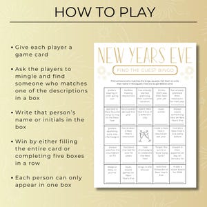 Find the Guest New Year’s Eve Bingo, Fun Printable Icebreaker Party ...