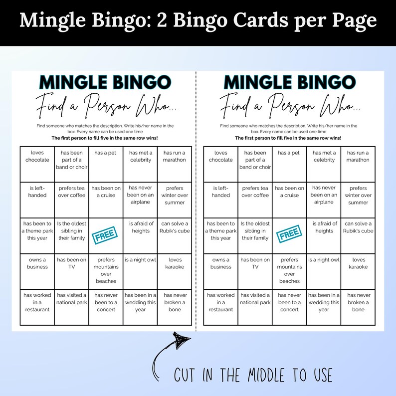 Editable Mix and Mingle Bingo - Printable Ice Breaker Game With Get to ...