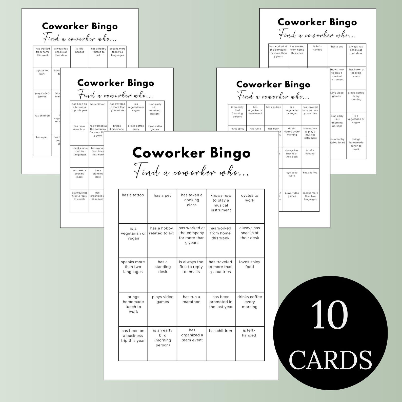 Coworker Bingo Printable, Team Building Game, Fun Office Activity ...