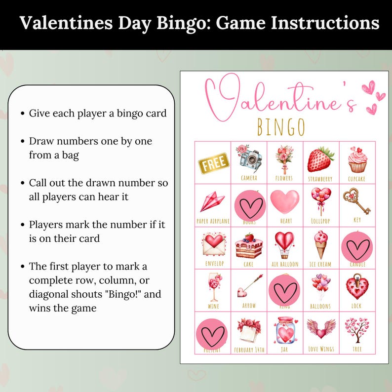 Valentines Day Bingo - 30 Fun Bingo Cards, Valentine Printable Games ...
