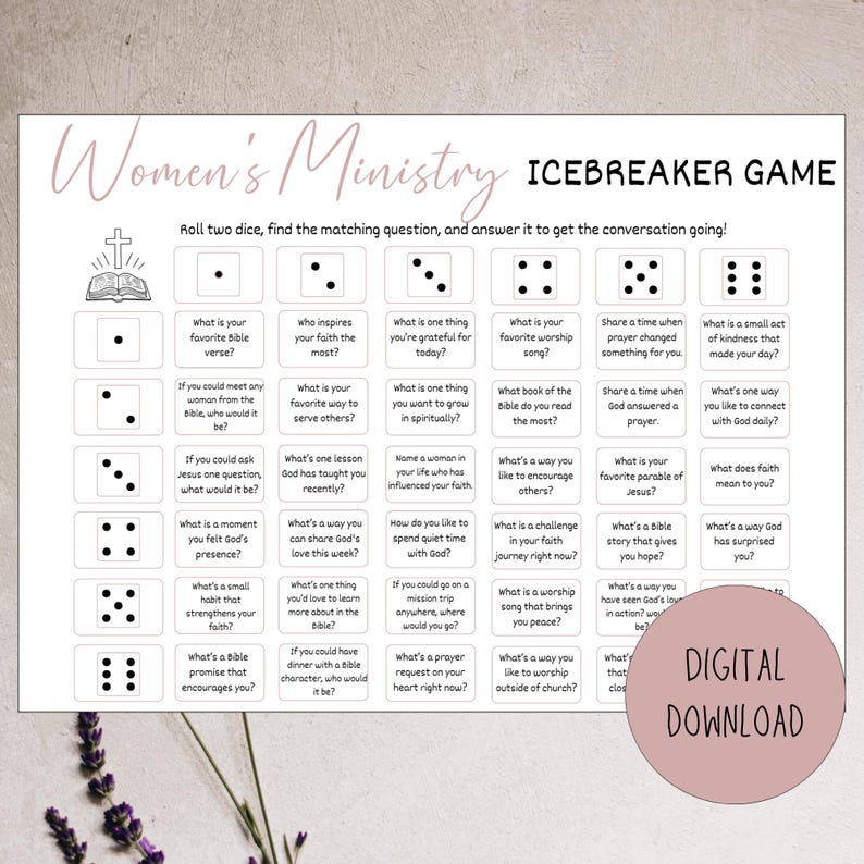 Womens Ministry Icebreaker Game, Fun Printable for Bible Study, Womens ...