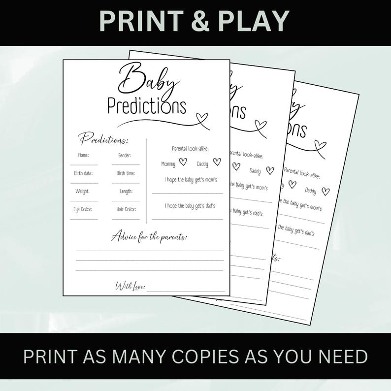 Baby Shower Guess the Due Date & Weight Game, Baby Stats Predictions ...