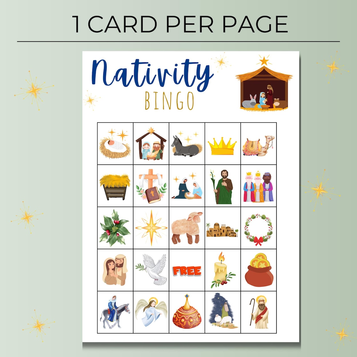 Nativity Bingo, Printable Christmas Bingo, Christian Games, Holy Week ...