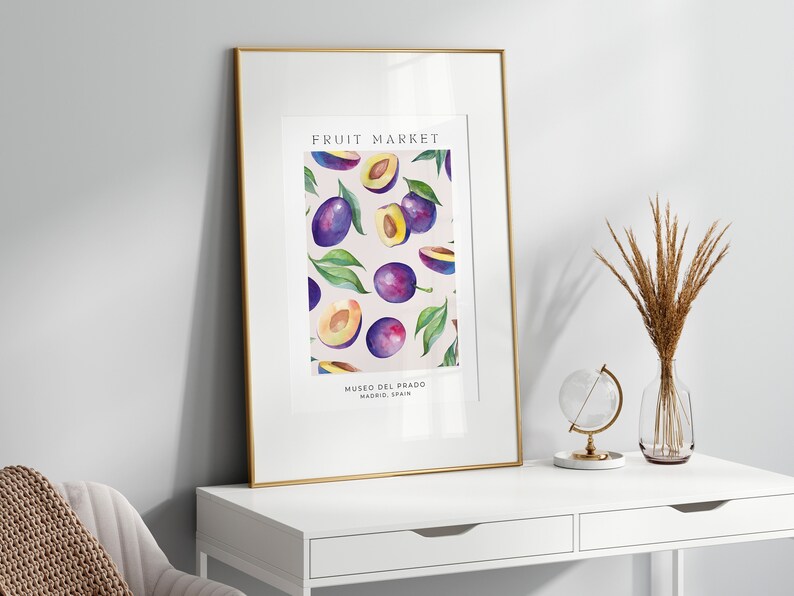 Plum Wall Art Fruit Print Digital Download Retro Wall Art Printable ...