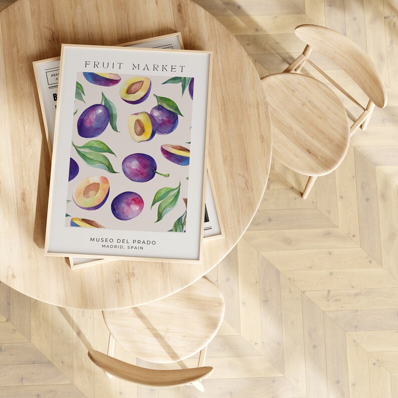 Plum Wall Art Fruit Print Digital Download Retro Wall Art Printable ...