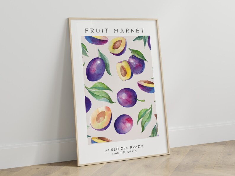 Plum Wall Art Fruit Print Digital Download Retro Wall Art Printable ...