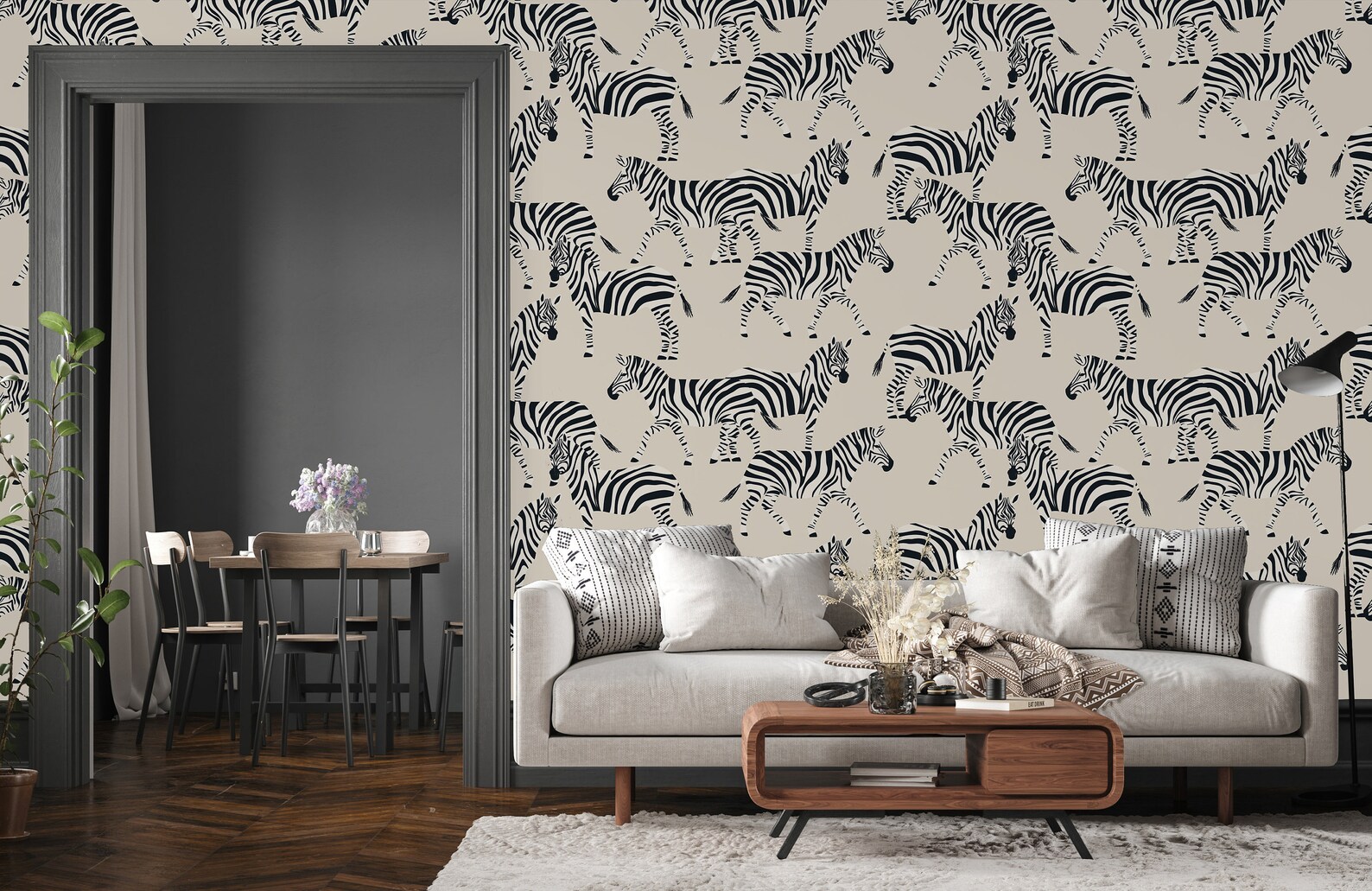 Zebra With Arrow Wallpaper,savanna Animals Wall Mural,african Animals ...