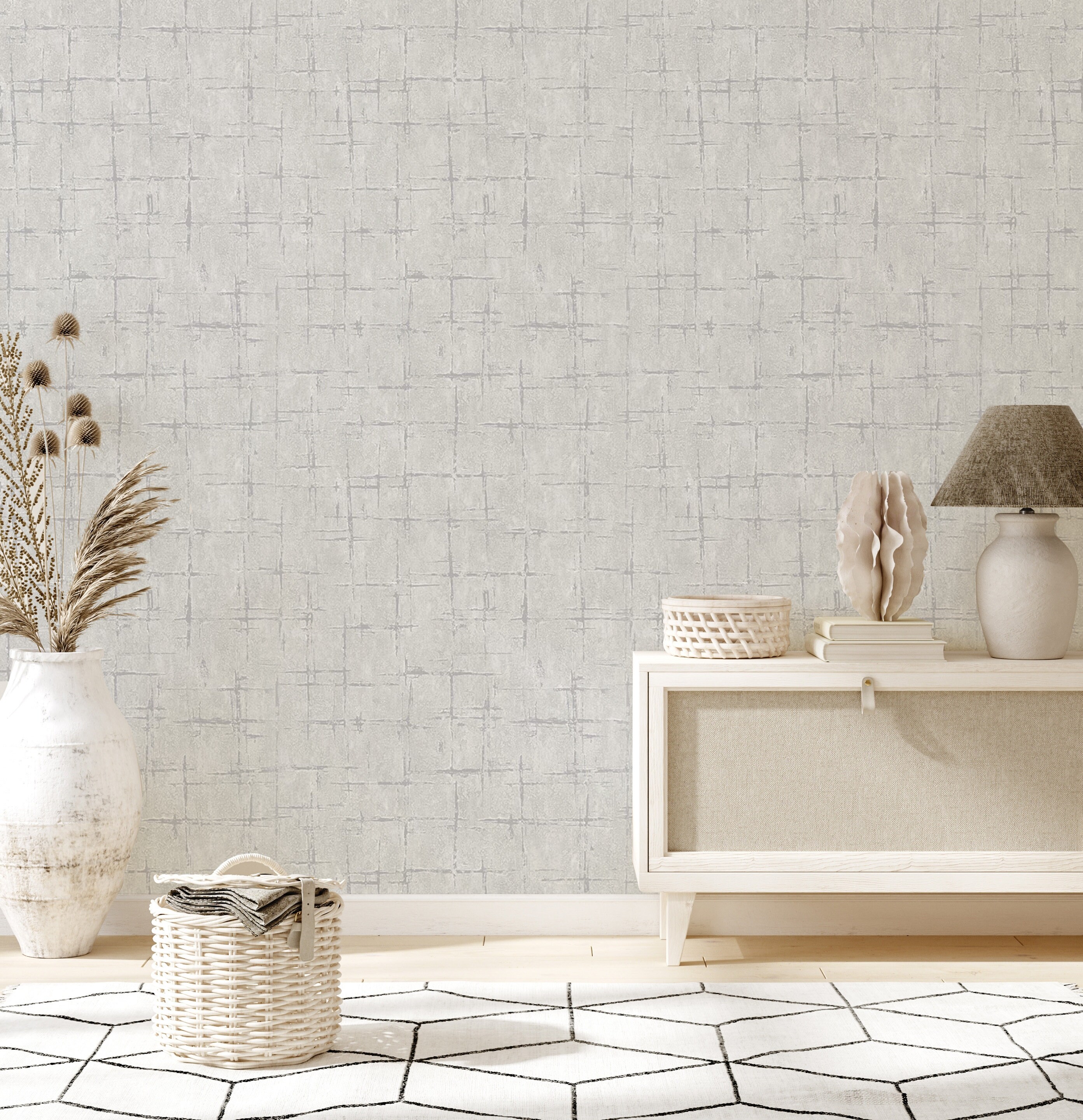 Luxury Textured Cut Squares Pattern Wallpaper, White Textured ...