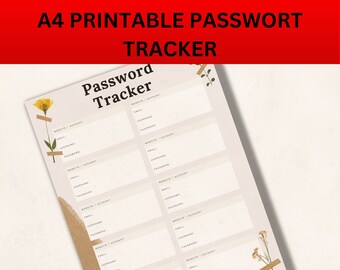 Password Tracker I Planner I Template I Downloadable - Etsy