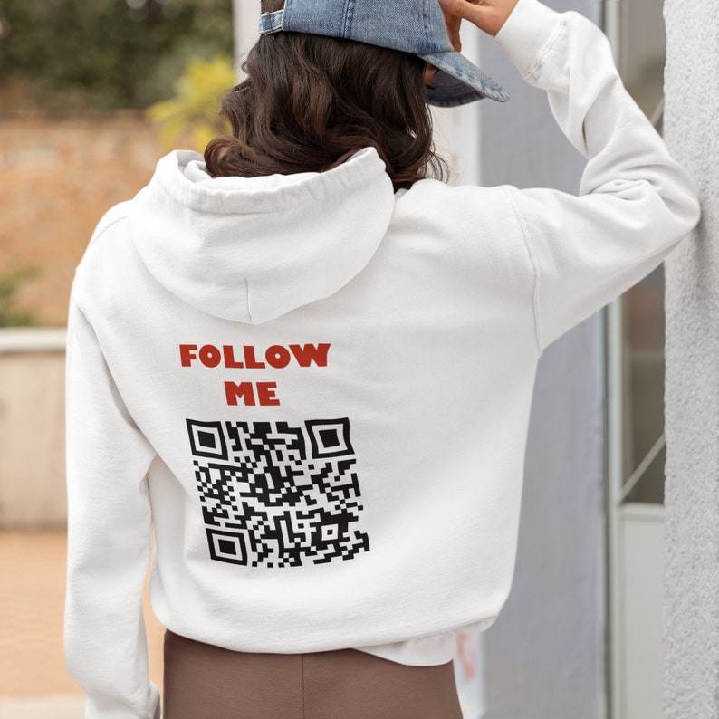 Personalized QR Code Follow Me Unisex Hoodie/viral Hoodie/scan Me Social Media Hoodie quipo ...