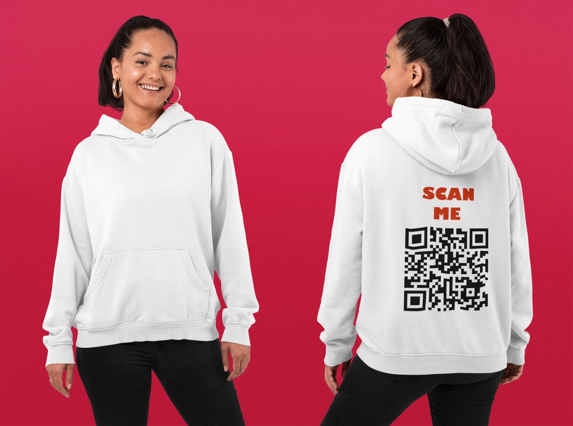Personalized QR Code Scan Me Unisex Hoodie/viral Hoodie/scan Me Social ...