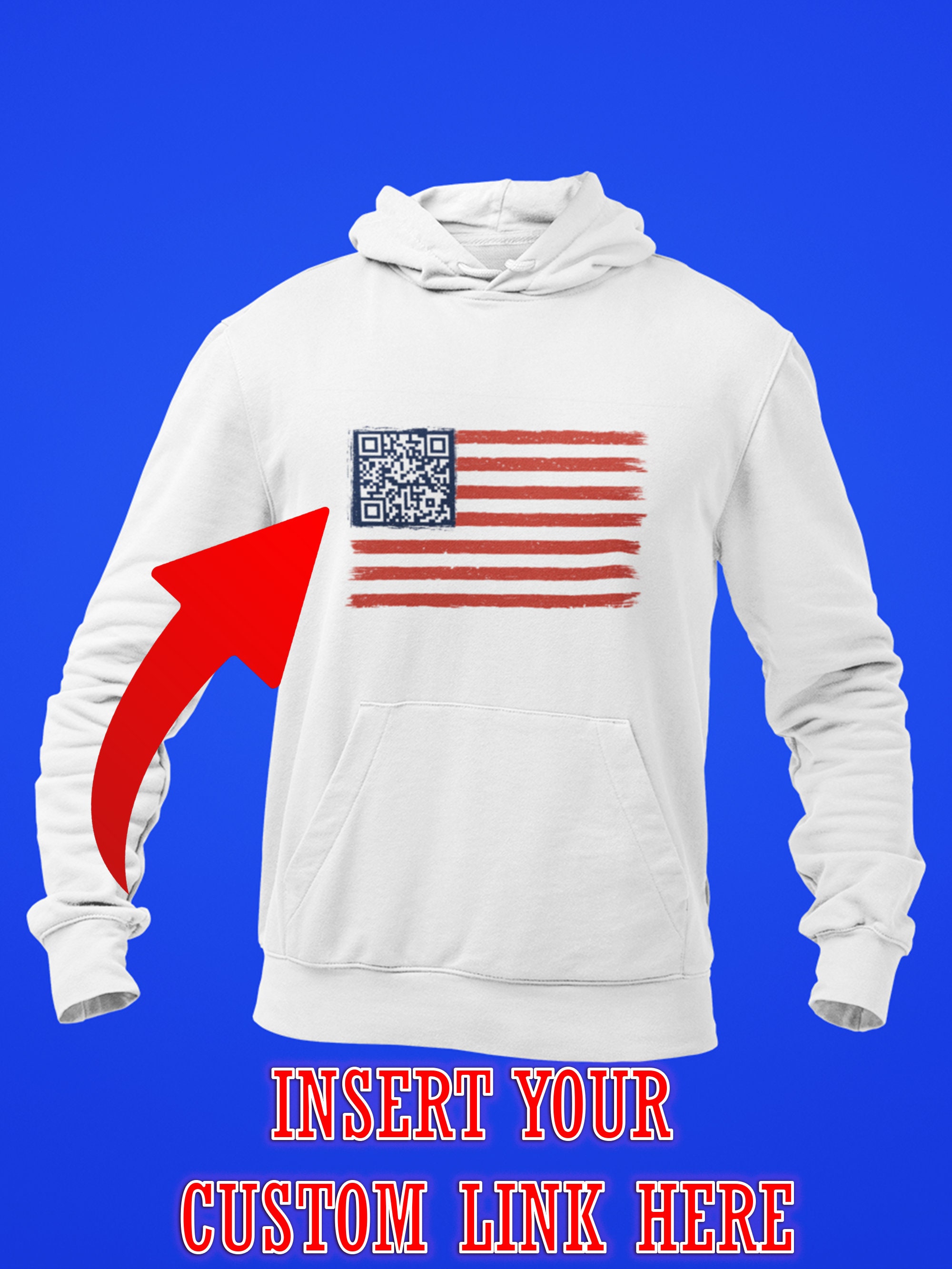 Personalized USA Flag QR Code America Unisex Hoodie/viral Hoodie/scan ...